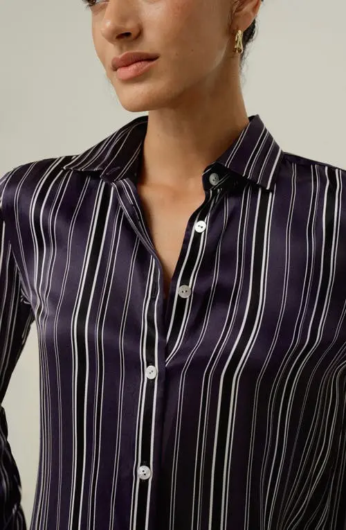 Lilysilk Striped Silk Charmeuse Shirt