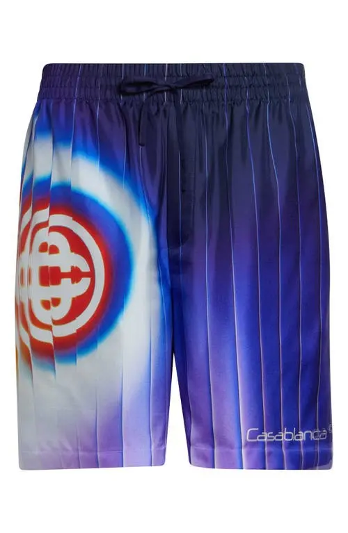 Casablanca Shockwave Stripe Silk Drawstring Shorts - Silk Twill