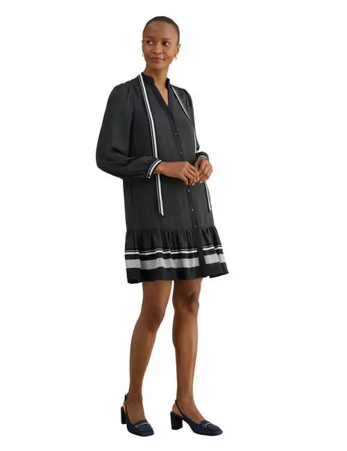 HOBBS LONDON Valerie Ruffle-hem Mini Shift Dress - Navy Ivory