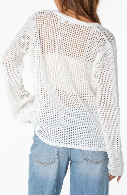 Roxy Open Knit V-neck Top - Cloud Dancer