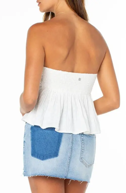 Roxy Ventura Strapless Cotton Babydoll Top - Cloud Dancer
