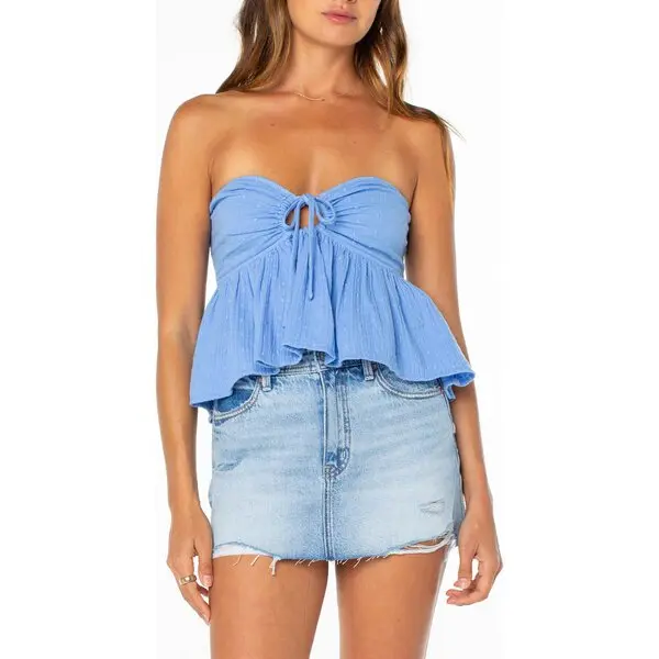 Roxy Ventura Strapless Cotton Babydoll Top - Cornflower