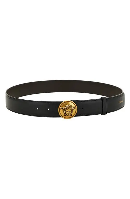 Versace Medusa Biggie Leather Belt - Black-gold