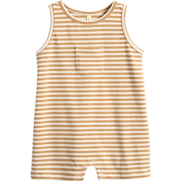 QUINCY MAE Stretch Cotton Romper - Honey