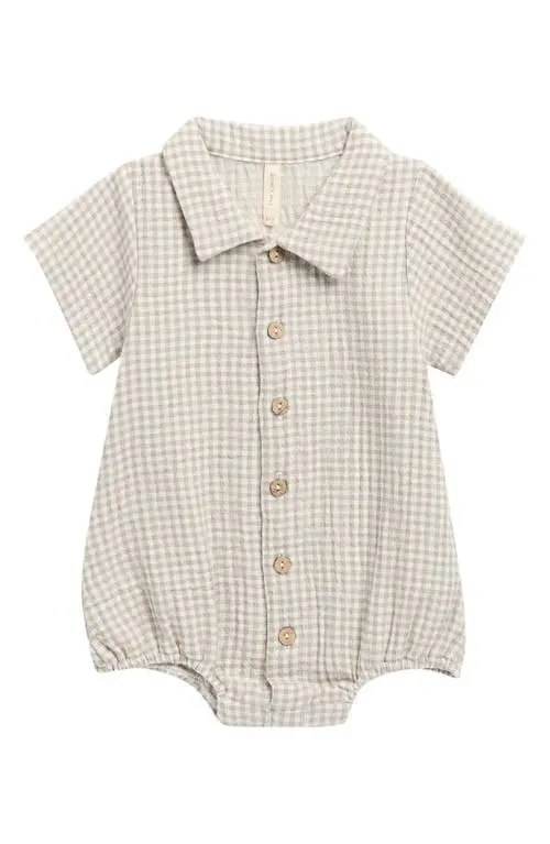 QUINCY MAE Matteo Gingham Cotton Romper - Sage