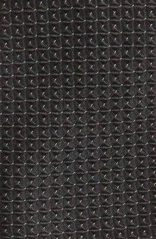Canali Metallic Silk Jacquard Neck Tie - Black
