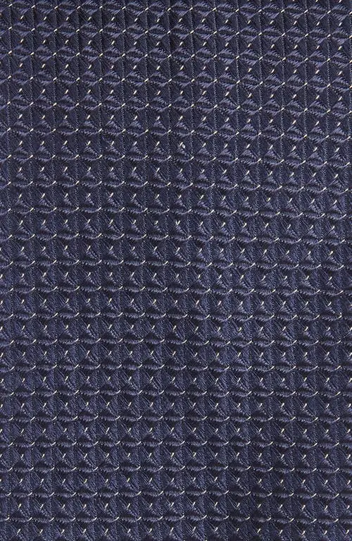 Canali Metallic Silk Jacquard Neck Tie - Navy