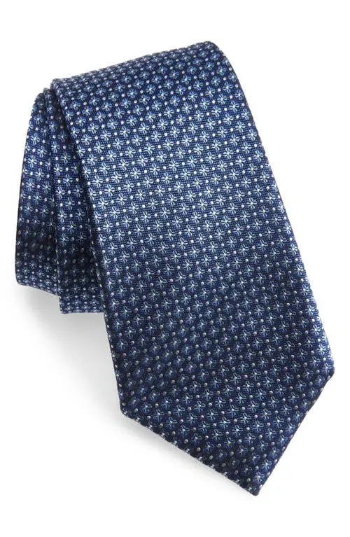 Canali Floral Silk Neck Tie - Bright Blue