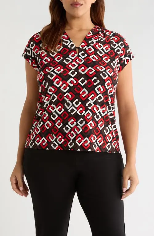 Anne Klein Printed V-neck Top