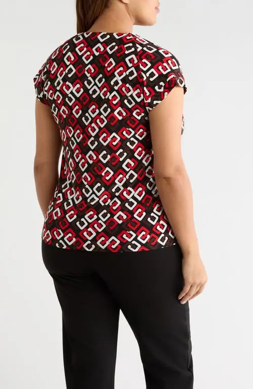Anne Klein Printed V-neck Top