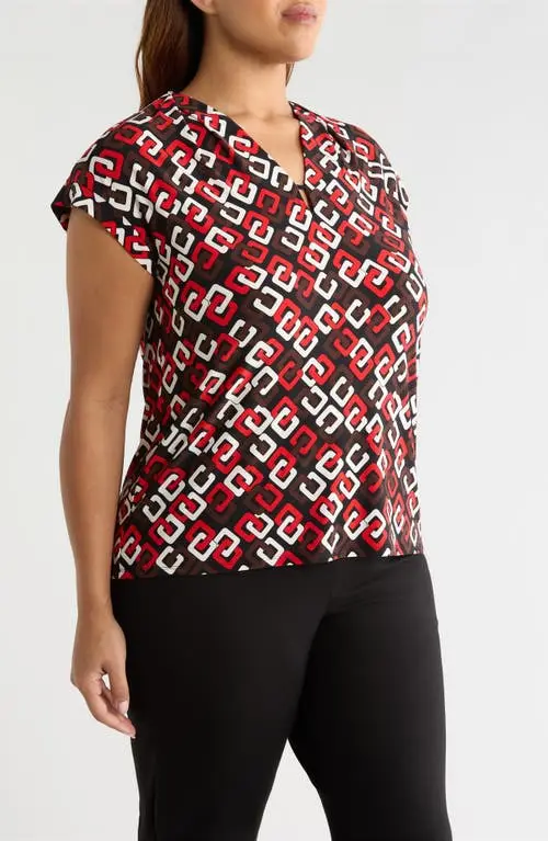 Anne Klein Printed V-neck Top