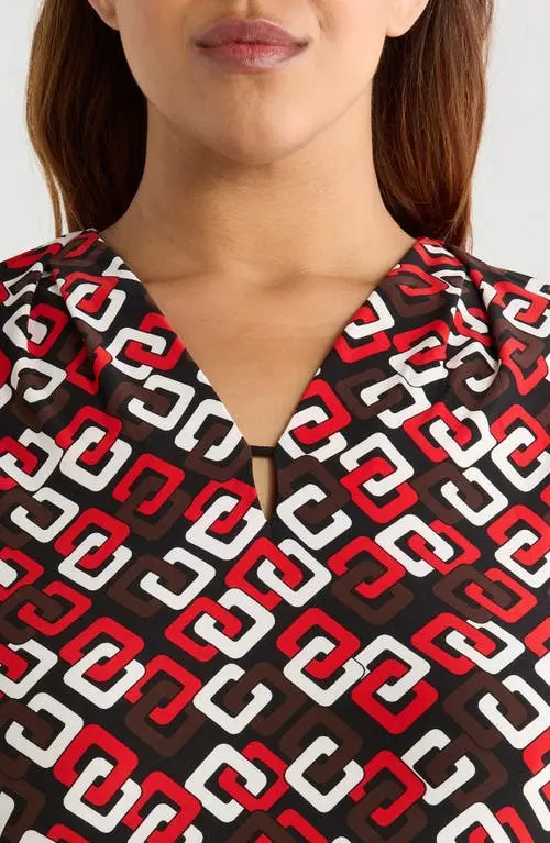 Anne Klein Printed V-neck Top