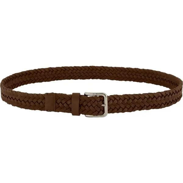 Vince Alex Woven Leather Belt - Cacao Brown
