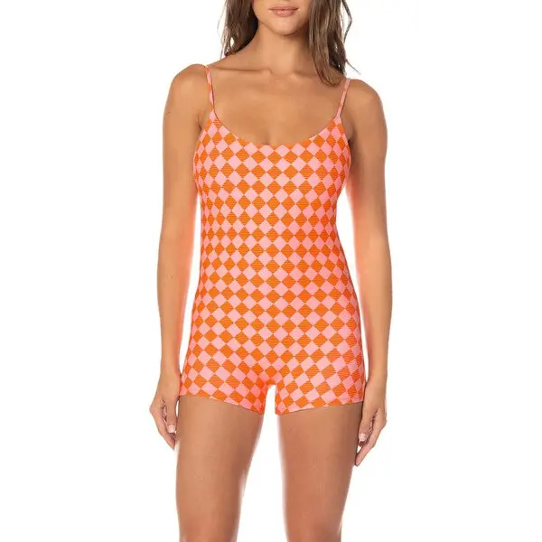 MAAJI Sunset Grid Haze One-piece Swimsuit - Bright Red