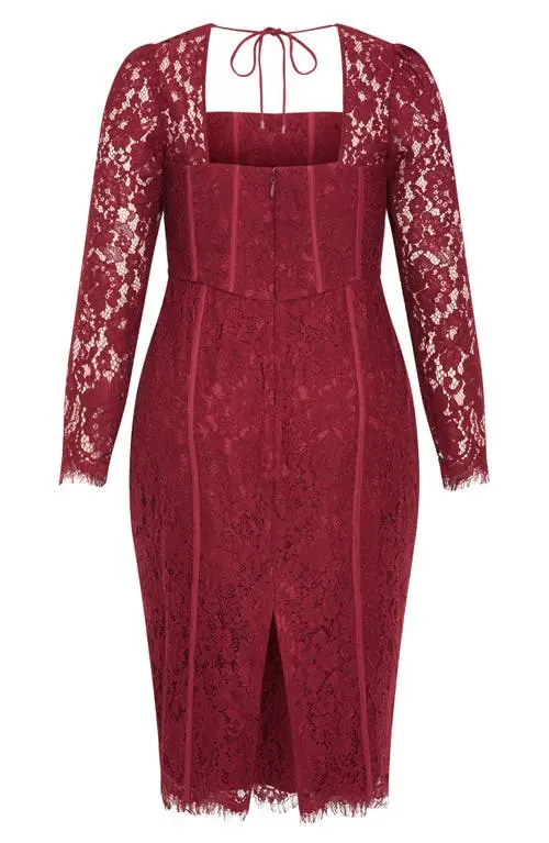 City Chic Valentine Long Sleeve Lace Midi Dress