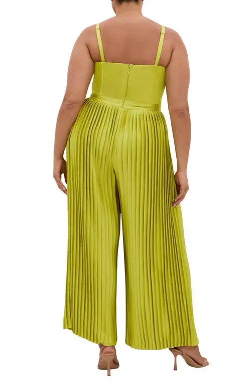 City Chic Pleated Satin Jumpsuit