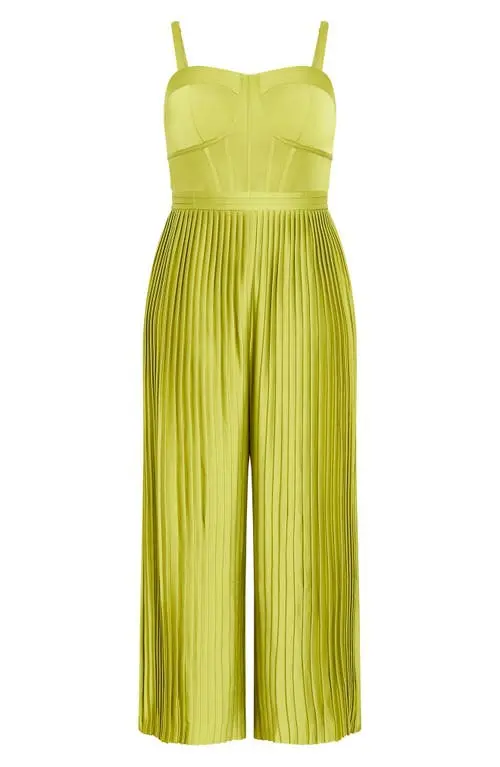 City Chic Pleated Satin Jumpsuit