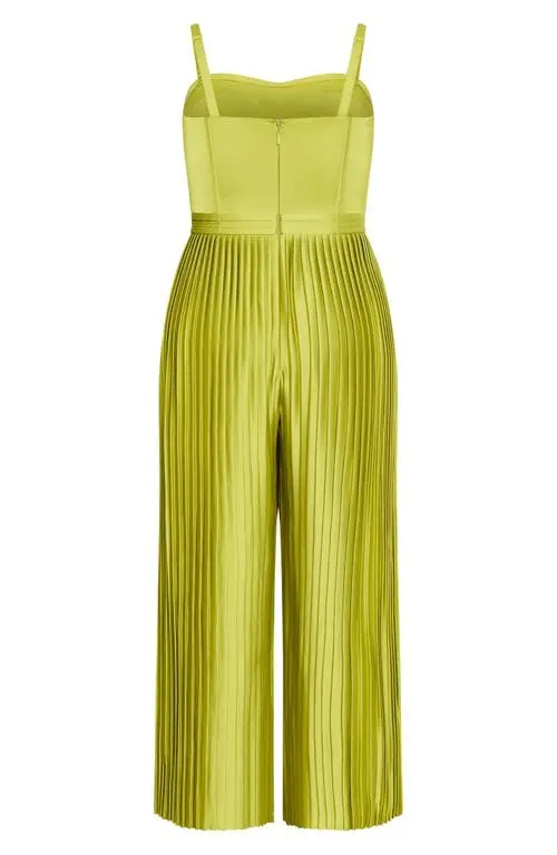 City Chic Pleated Satin Jumpsuit