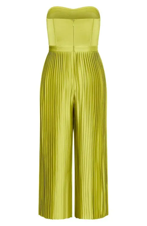 City Chic Pleated Satin Jumpsuit