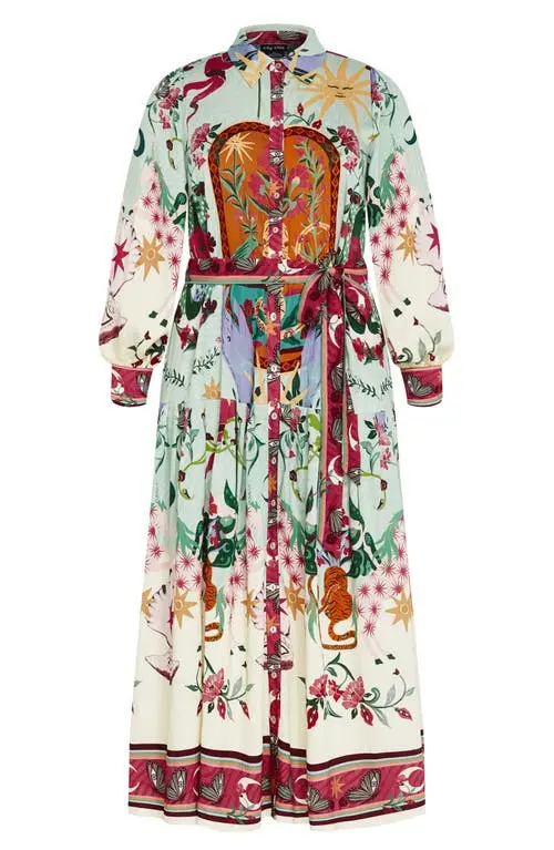 City Chic Ezra Printed Maxi Shirtdress - Hero Dreamscape