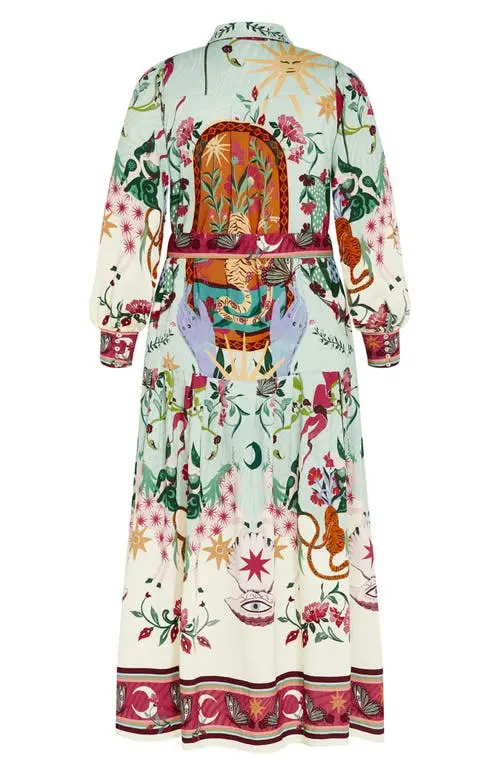 City Chic Ezra Printed Maxi Shirtdress - Hero Dreamscape