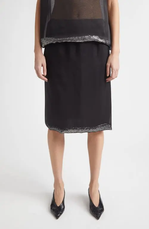 JULIE KEGELS Sidney Glitter Hem Silk Skirt - Black