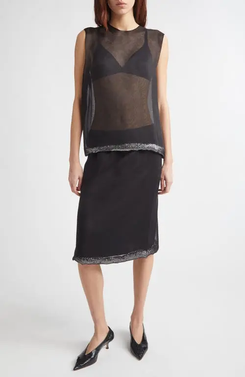 JULIE KEGELS Sidney Glitter Hem Silk Skirt - Black