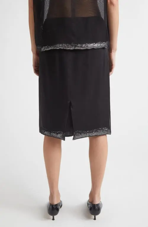 JULIE KEGELS Sidney Glitter Hem Silk Skirt - Black