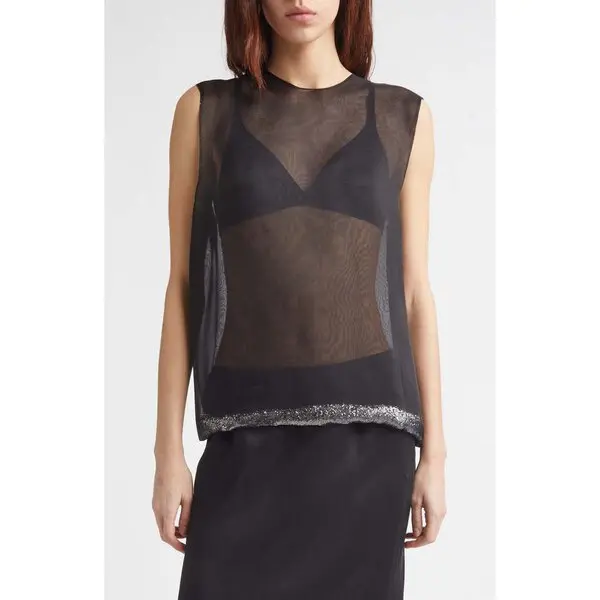 JULIE KEGELS Glitter Edge Silk Organza Top