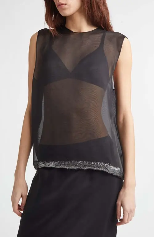 JULIE KEGELS Glitter Edge Silk Organza Top