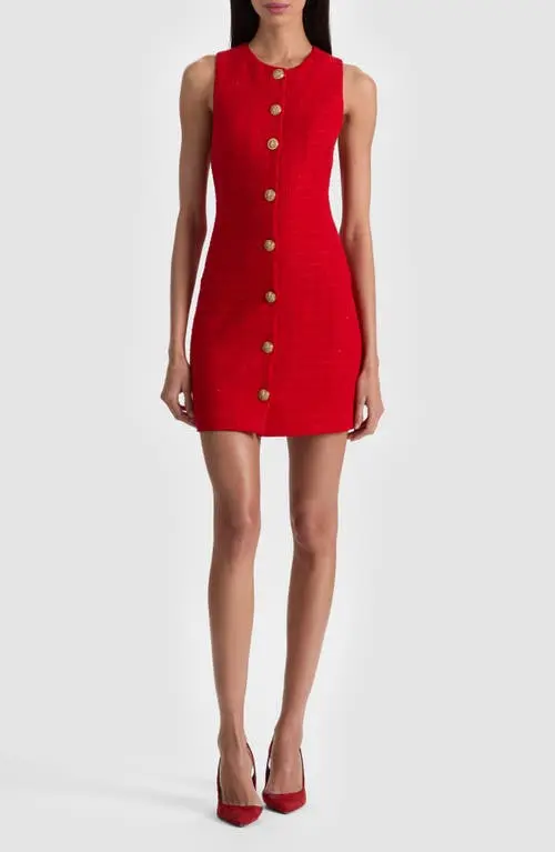 Alice + Olivia Cade Tweed Minidress - Chili Pepper