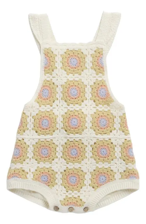 RYLEE + CRU Citron Daisy Granny Square Romper - Ivory
