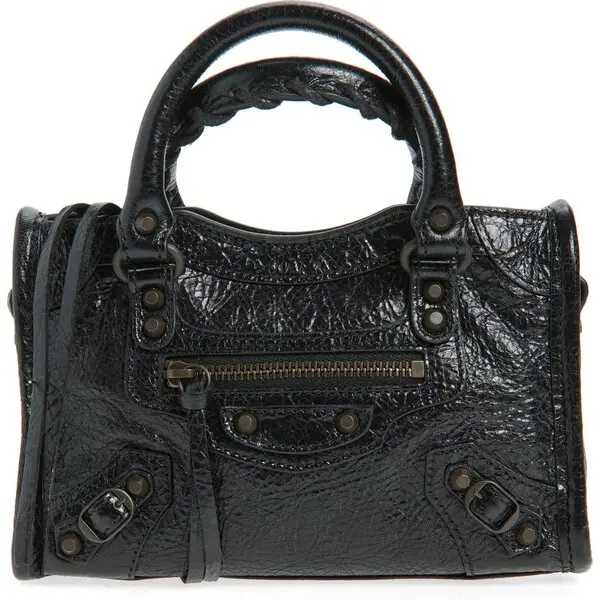 Balenciaga Nano Le City Arena Leather Top Handle Bag - 1000 Black