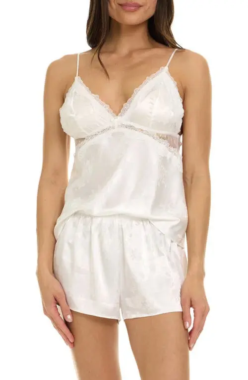 Flora Nikrooz Kaiya Lace Trim Satin Short Pajamas