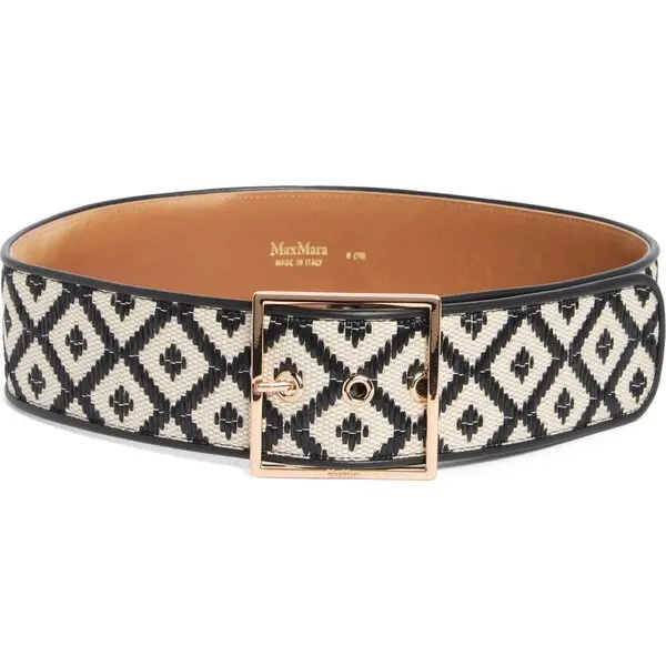 Max Mara Raffia Effect Wide Belt - Black