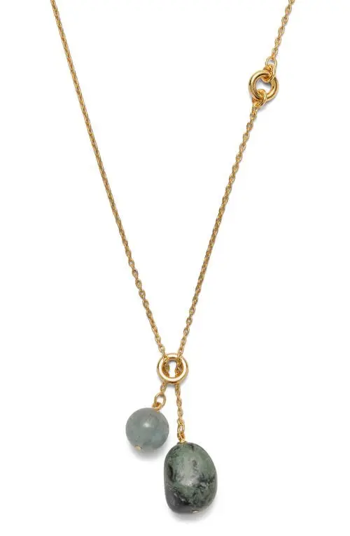 Lady Grey Jasper Lariat Necklace - Gold