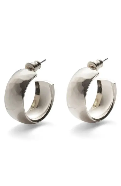 Lady Grey Hammered Hoop Earrings - Silver