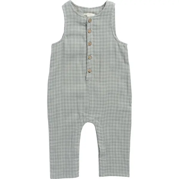 RYLEE + CRU Gingham Sleeveless Cotton Romper - Green