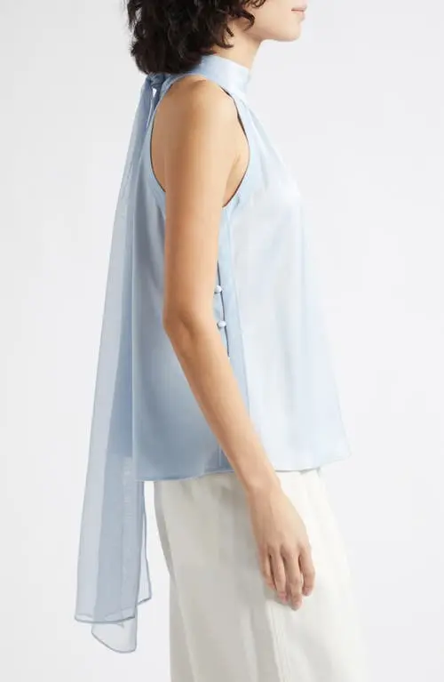REISS Andrea Sleeveless Satin Top With Scarf Neck - Blue