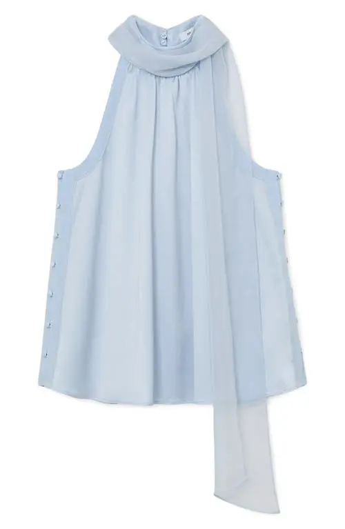 REISS Andrea Sleeveless Satin Top With Scarf Neck - Blue
