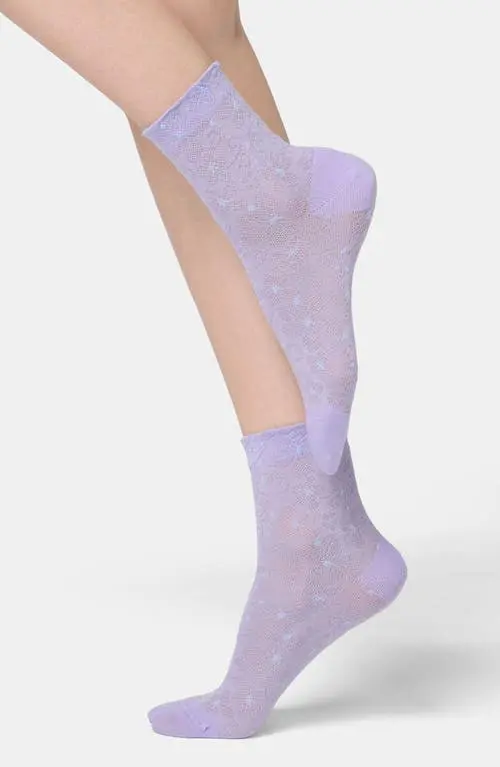 Oroblu Floral Jacquard Crew Socks - Lilac