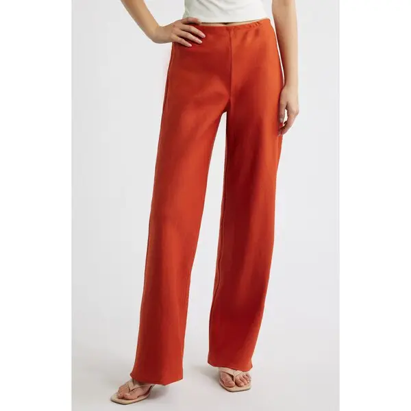 REFORMATION Gale High-waisted Linen Pants - Chili Mango