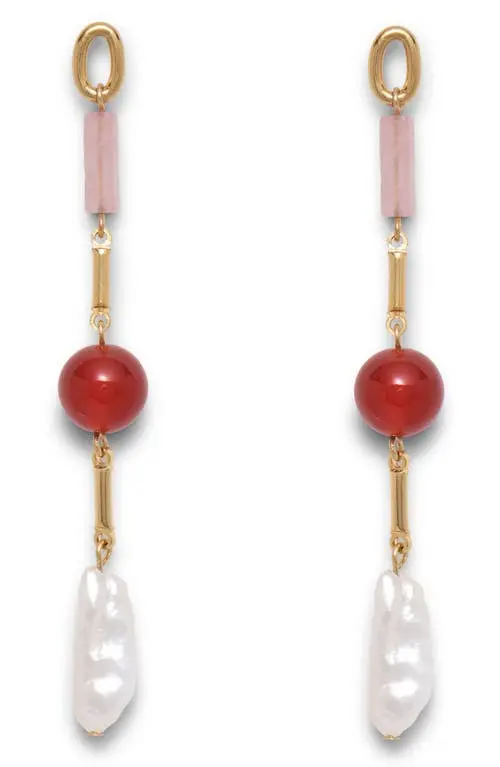 Lady Grey Roses Drop Earrings - Gold