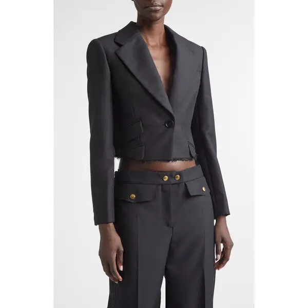 Alexander McQueen Pagoda Wool & Mohair Crop Jacket