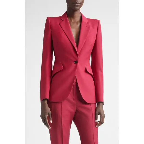 Alexander McQueen Single-breasted Wool & Mohair Jacket - Raspberry
