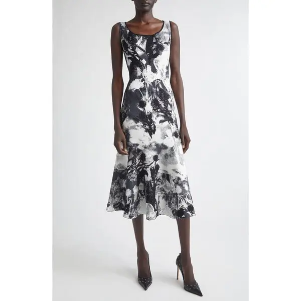 Alexander McQueen Floral Jacquard Midi Sweater Dress