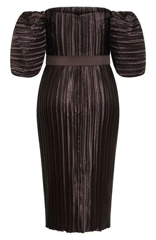 City Chic Krista Off-the-shoulder Midi Dress - Chocolate
