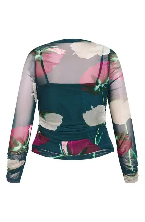 City Chic Floral Mesh Top
