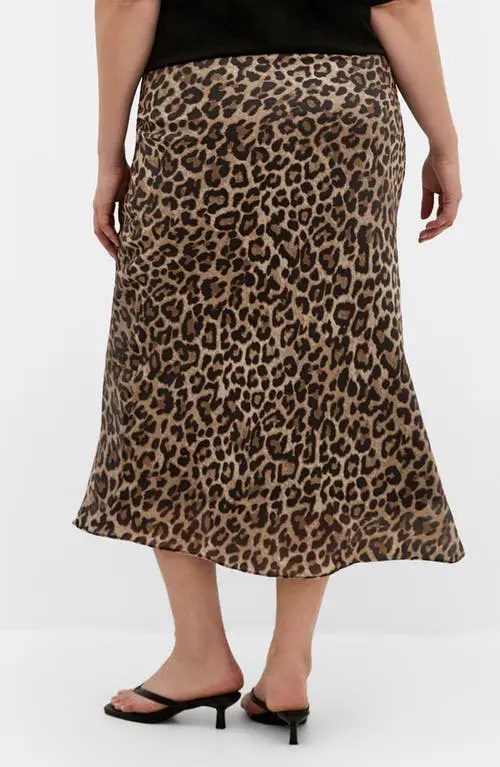 City Chic Kyra Leopard Print Midi Skirt