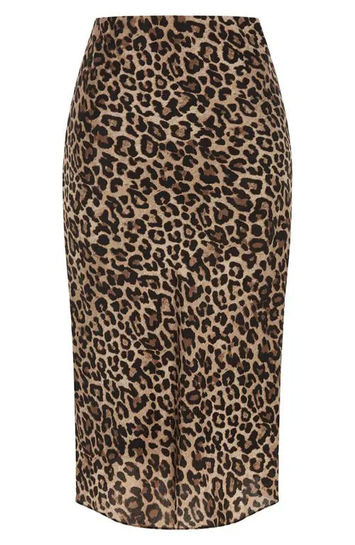 City Chic Kyra Leopard Print Midi Skirt
